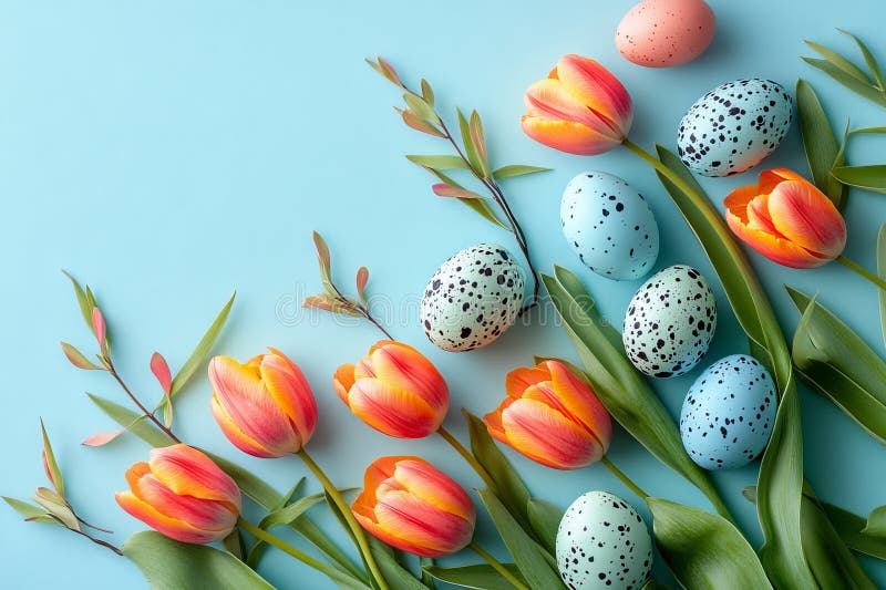 Easter Celebration Idea. Overhead Shot of Vibrant Easter Eggs and ...