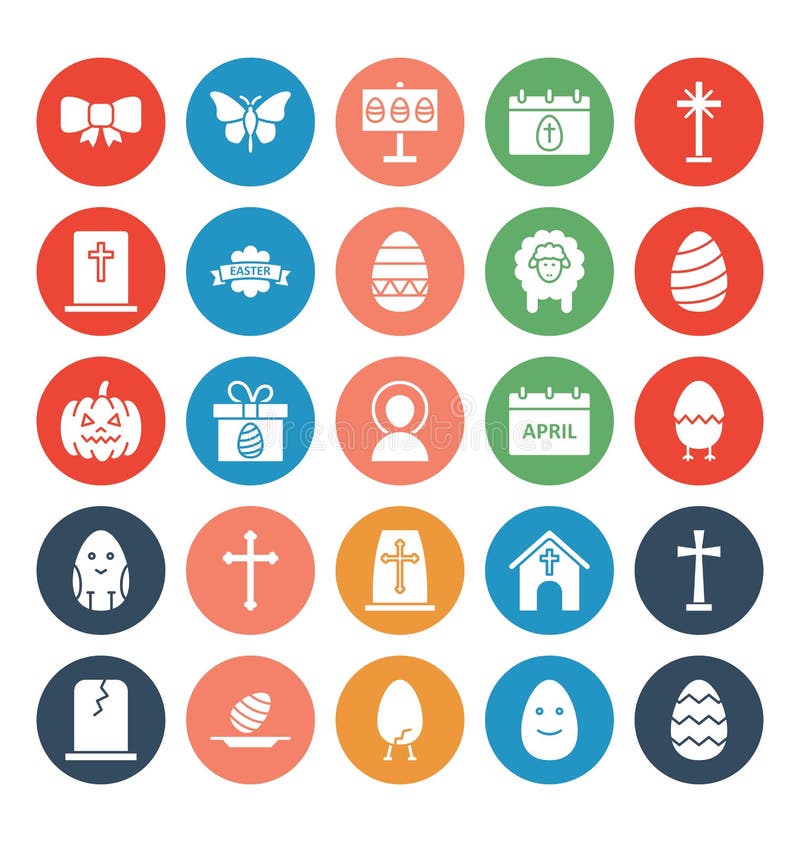 Easter Celebration Isolated Vector Icons Set that Can Be Easily ...