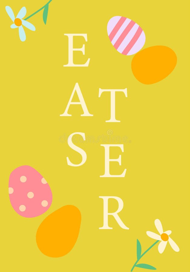 Easter Celebration Poster Design with Colorful Eggs and Flowers Stock ...
