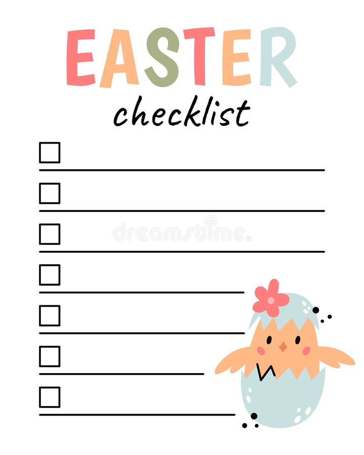 Easter Checklist. Organizer and Schedule with Place for Notes. Planner ...