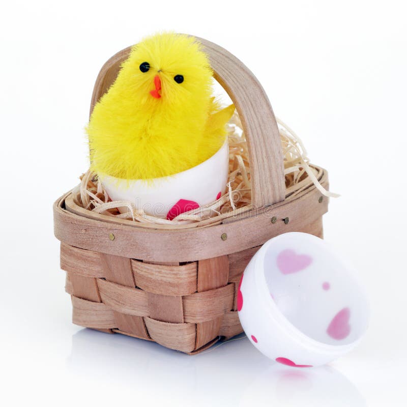 Easter Chick Emerging from a Toy Easter Egg Stock Image - Image of ...