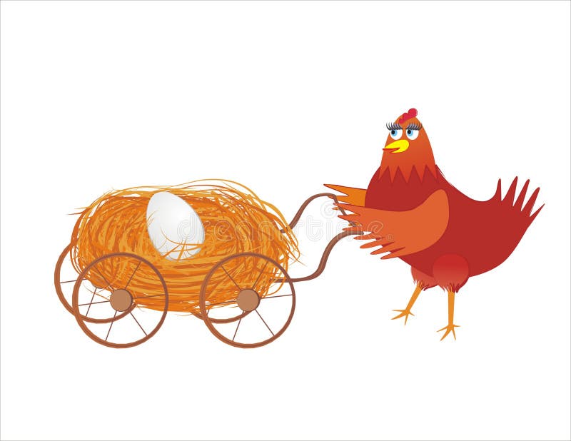 Easter Chicken with Baby Buggy and Egg Stock Vector - Illustration of ...