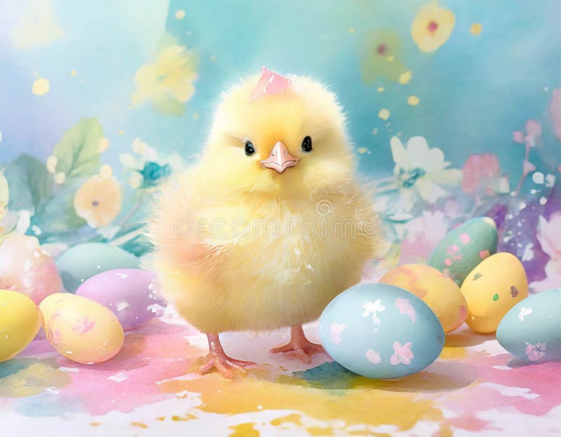 Easter Chicken and Colorful Easter Eggs Stock Illustration ...