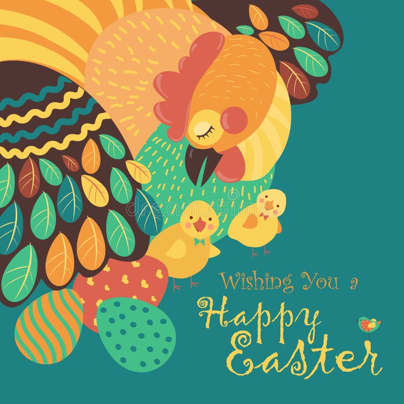 Easter Chicken with Easter Eggs Stock Vector - Illustration of graphic ...