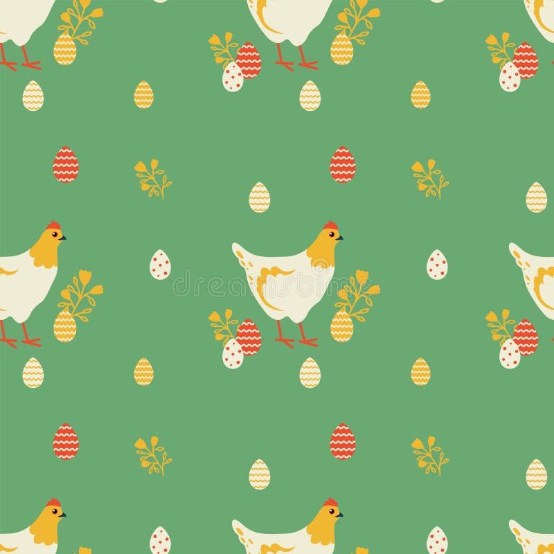 Easter Chicken and Eggs. Vector Seamless Pattern EPS Stock Vector ...