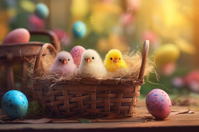 Easter chicken and eggs stock illustration. Illustration of nest ...