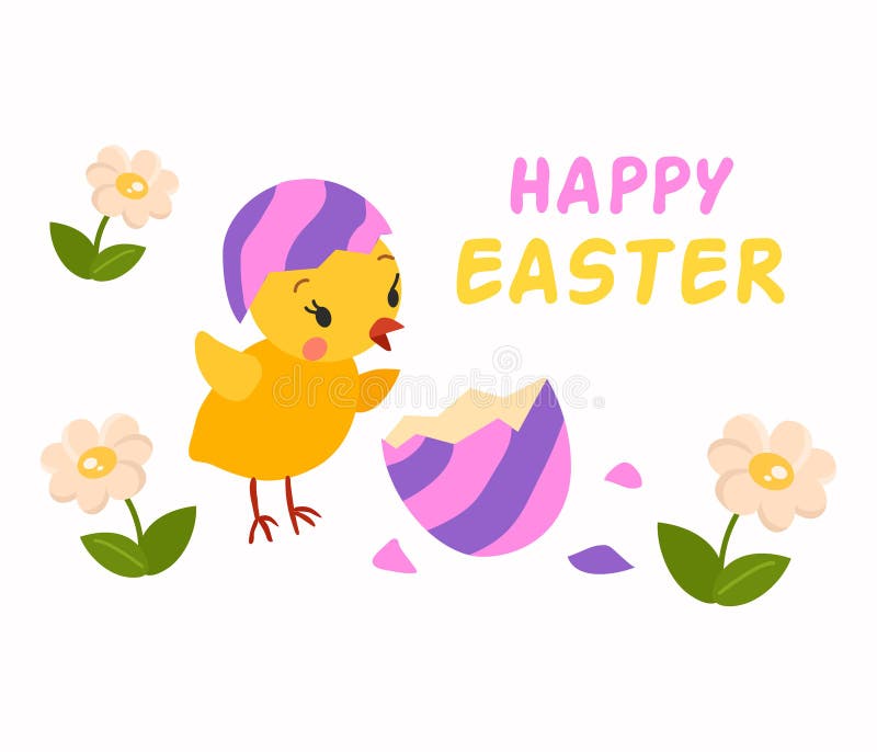 Easter Chicken with Eggs Vector Cartoon Card Illustration Stock Illustration - Illustration of ...