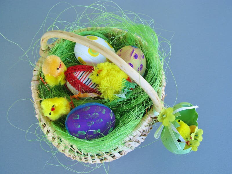 Easter Chickens in a Basket with Eggs Stock Image - Image of dutch ...
