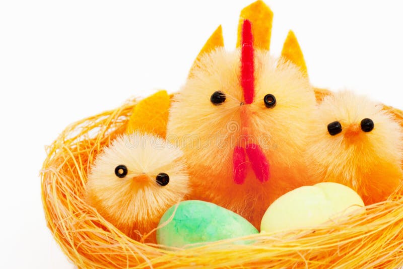Easter Chickens and Hen in a Nest Stock Image - Image of easter, farm ...