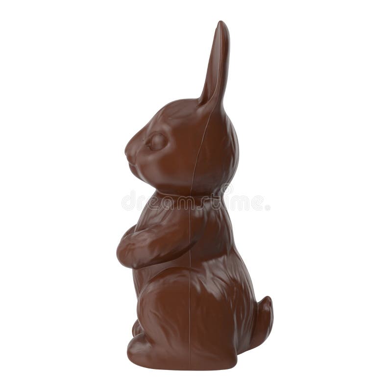 Easter Chocolate Bunny, Side View on White Background Stock ...