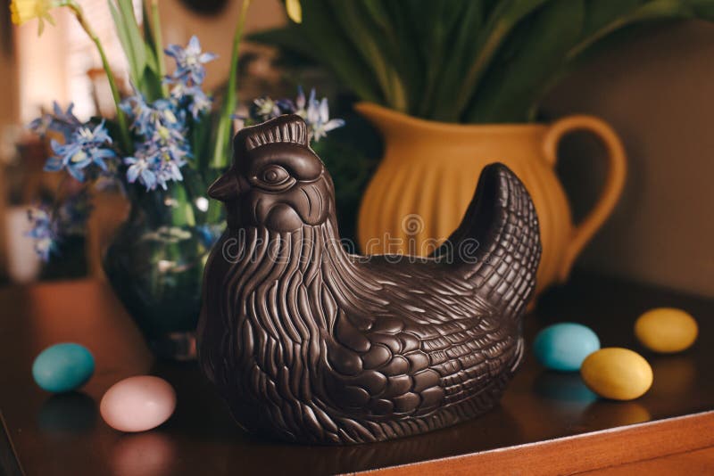 Chocolate Chicken and Eggs for Easter Stock Image - Image of easter ...