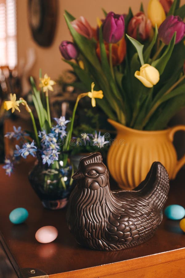Chocolate Chicken and Eggs for Easter Stock Image - Image of easter ...