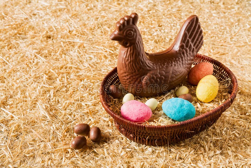 Easter Chocolate Chicken and Eggs Stock Image - Image of brown, holiday ...