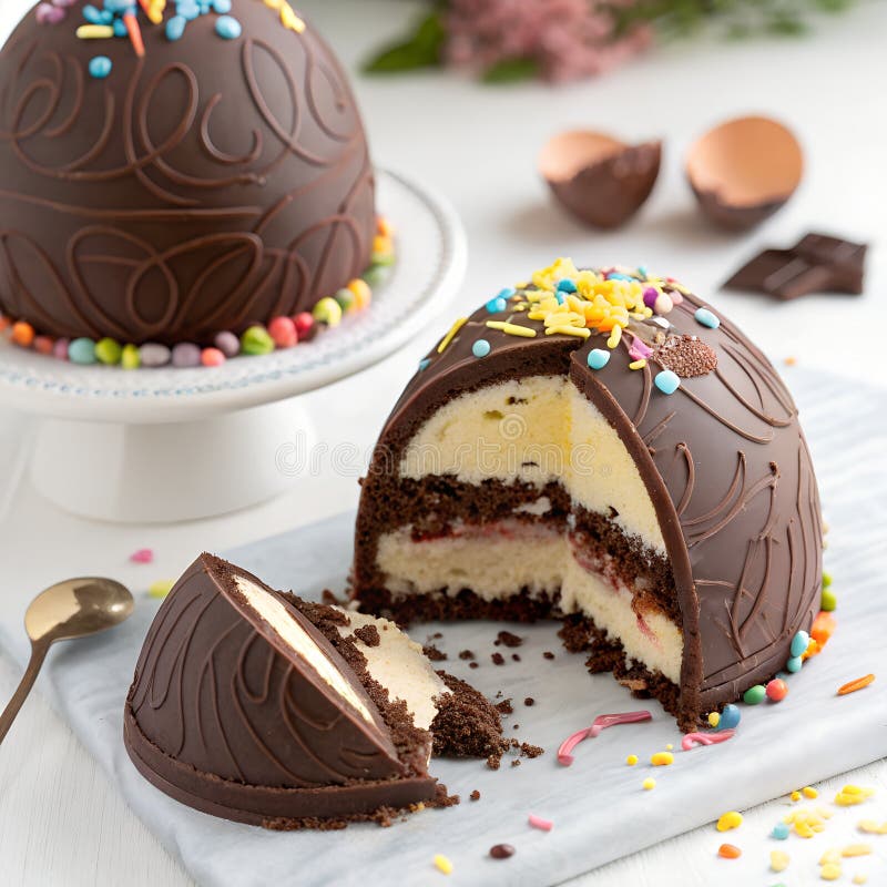 Easter Chocolate Egg Cakes. Generative AI Stock Illustration ...