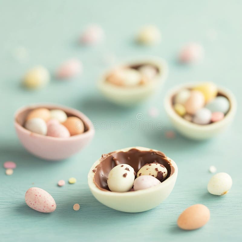 Easter Chocolate Eggs Pastel Colors. Easter Traditional Food. Spring ...
