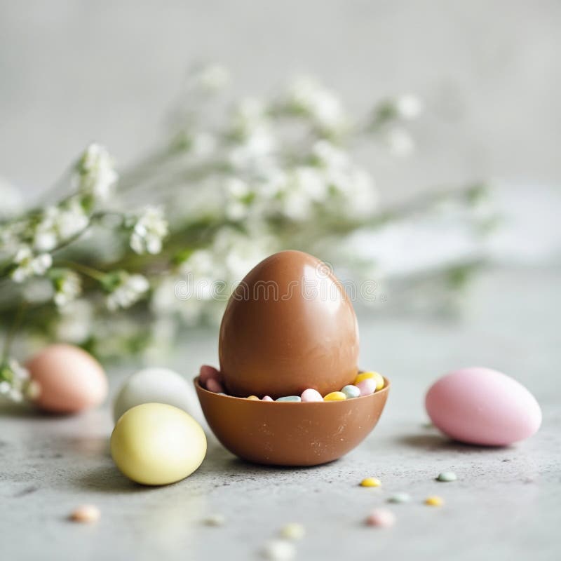 Easter Chocolate Eggs Pastel Colors. Easter Traditional Food. Spring ...