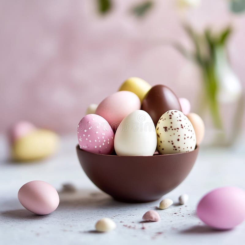 Easter Chocolate Eggs Pastel Colors. Easter Traditional Food. Spring ...