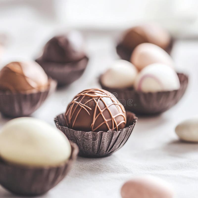 Easter Chocolate Eggs Pastel Colors. Easter Traditional Food. Spring ...