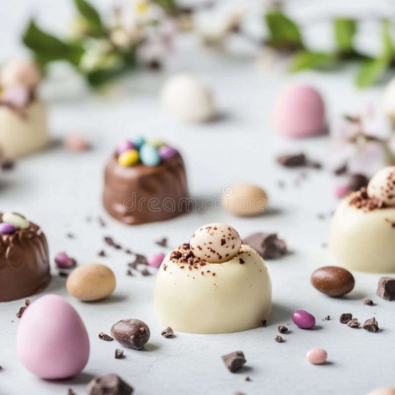 Easter Chocolate Eggs Pastel Colors. Easter Traditional Food. Spring ...