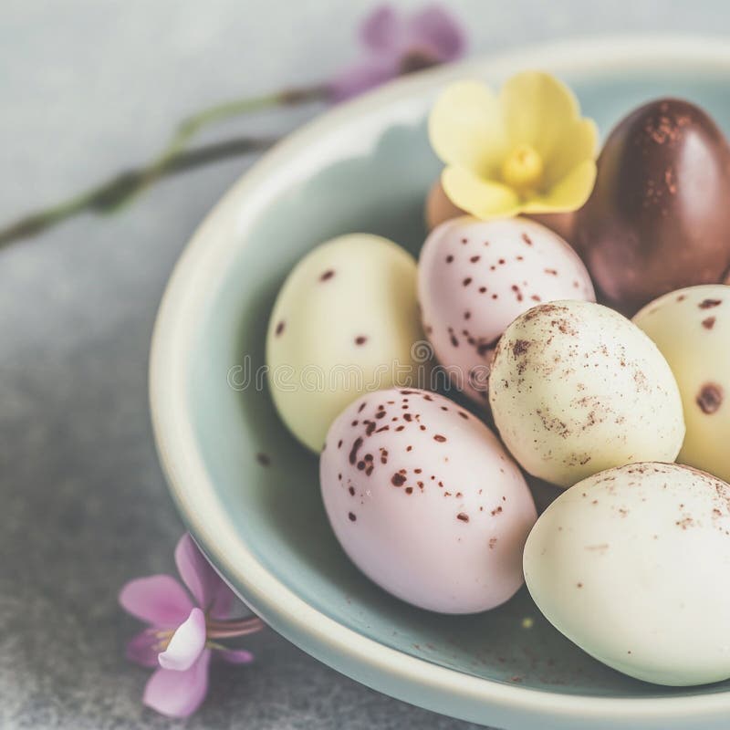 Easter Chocolate Eggs Pastel Colors. Easter Traditional Food. Spring ...