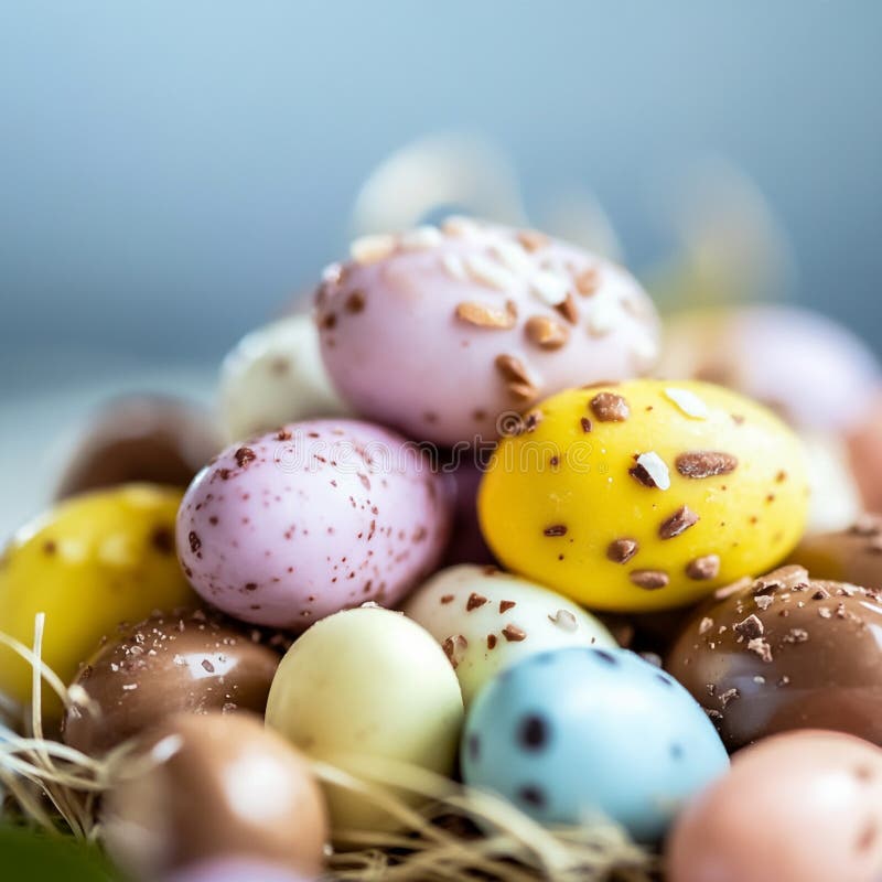 Easter Chocolate Eggs Pastel Colors. Easter Traditional Food. Spring ...