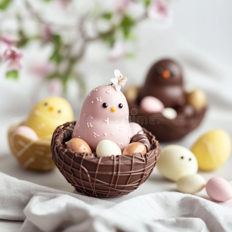Easter Chocolate Eggs Pastel Colors. Easter Traditional Food. Spring ...