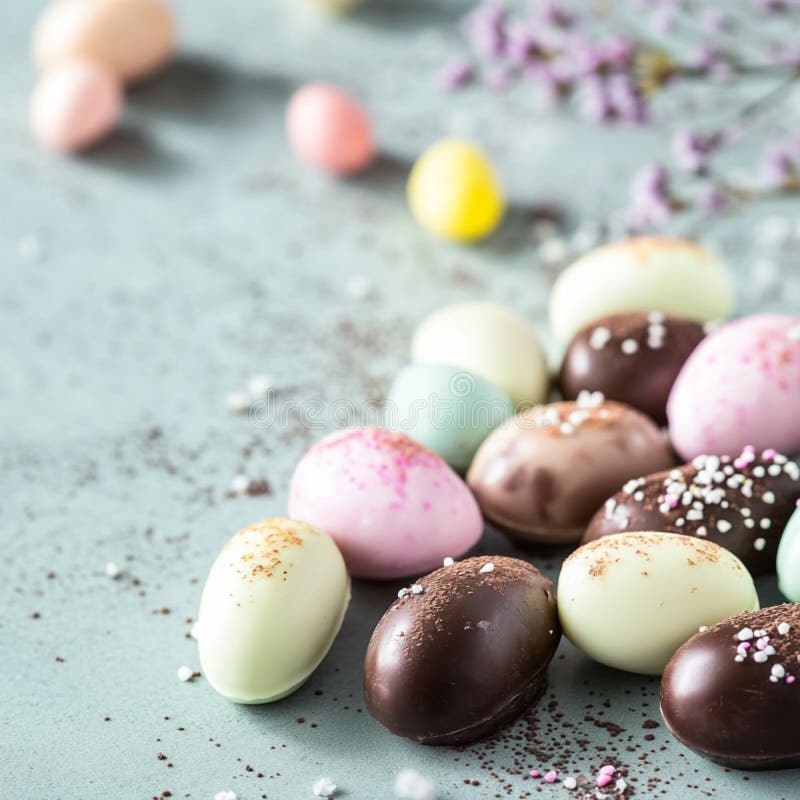 Easter Chocolate Eggs Pastel Colors. Easter Traditional Food. Spring ...