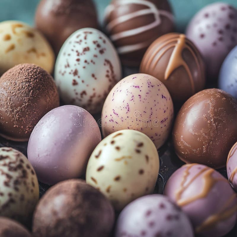 Easter Chocolate Eggs Pastel Colors. Easter Traditional Food. Spring ...