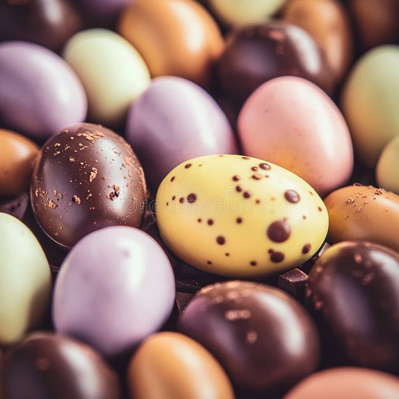 Easter Chocolate Eggs Pastel Colors. Easter Traditional Food. Spring ...