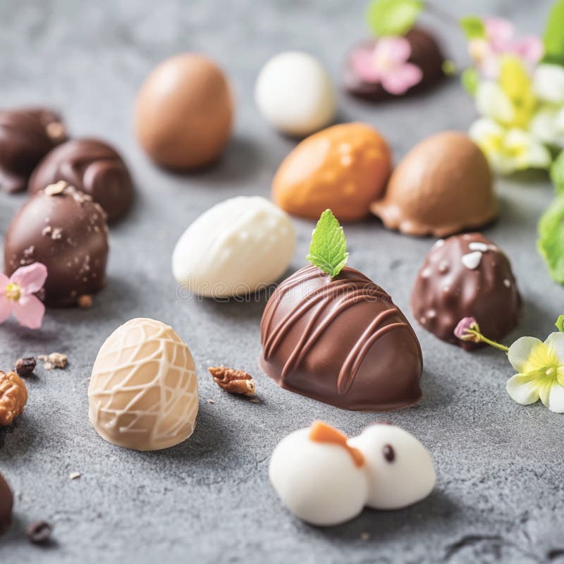 Easter Chocolate Eggs Pastel Colors. Easter Traditional Food. Spring ...