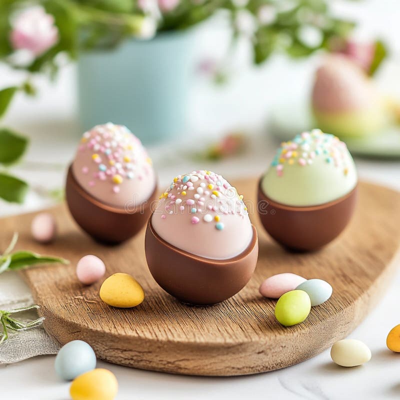 Easter Chocolate Eggs Pastel Colors. Easter Traditional Food. Spring ...