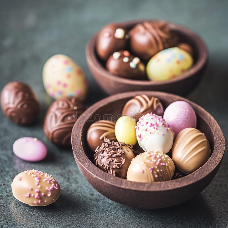 Easter Chocolate Eggs Pastel Colors. Easter Traditional Food. Spring ...