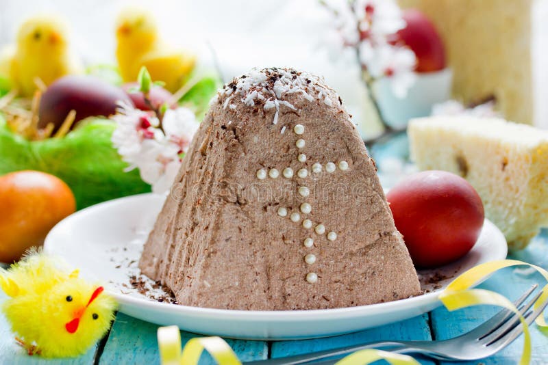 Chocolate Coconut Curd Paskha Stock Photo - Image of delicious, kulich ...