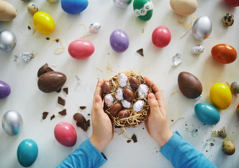 Easter chocolates stock image. Image of table, dessert - 66768971