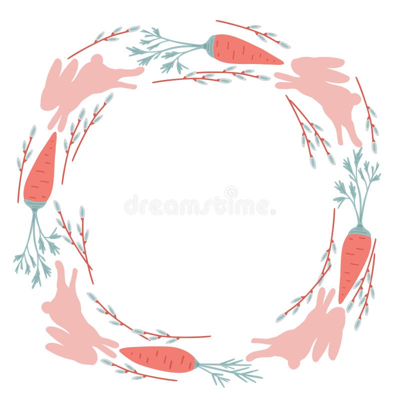 Easter Circle Frame Bunnies Easter Hunt Flat Design Stock Vector - Illustration of poster ...