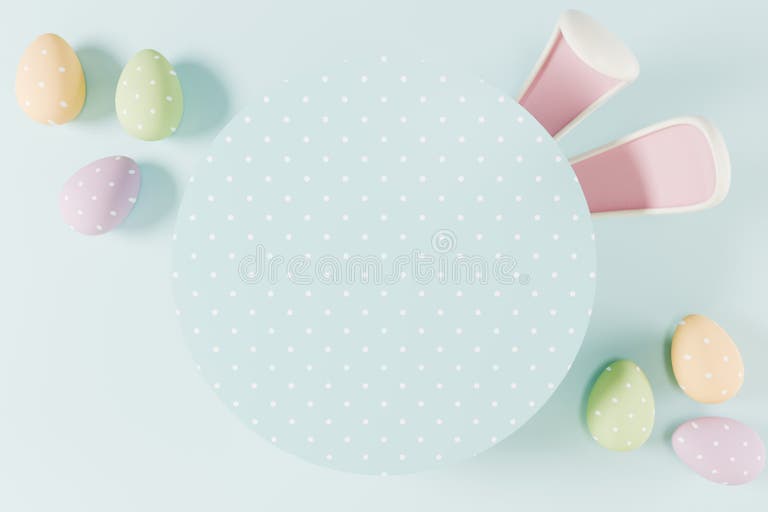 Easter Circle Frame with Pastel Eggs and Bunny Ears. Stock Illustration ...