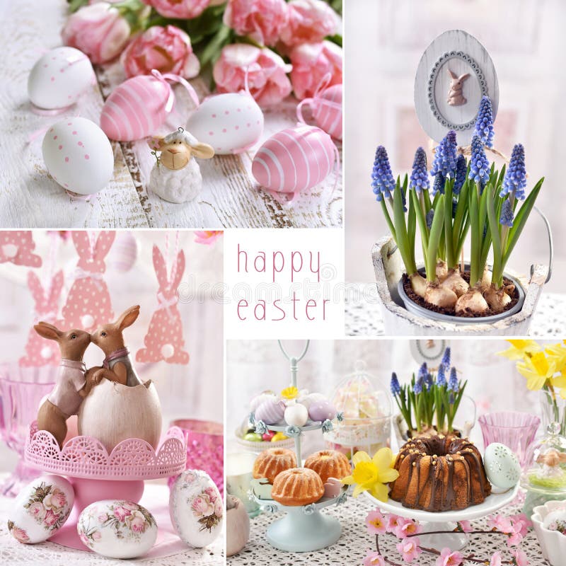 Easter Collage in Pastel Color Stock Photo - Image of food, colors ...