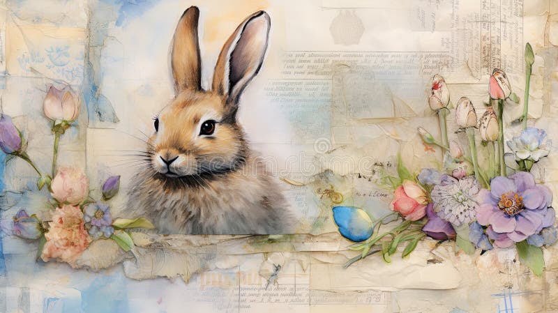 Easter Collage with Vintage Images, Ai Based Stock Photo - Image of ...