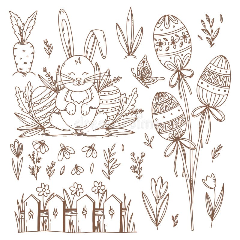 Easter Collection of Hand Drawn Vector Symbols and Objects Stock Vector ...
