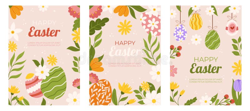 Easter Collection of Vertical Greeting Cards Template. Design with ...