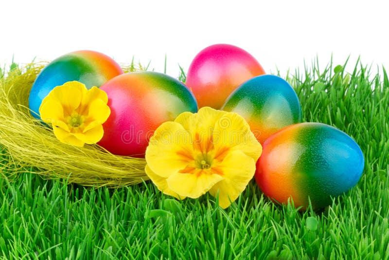 Easter Colored Eggs on Green Grass Stock Photo - Image of gift ...