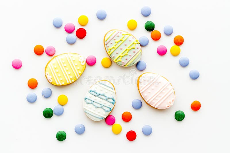 Easter Colorful Cookies and Sweets. Top View Stock Image - Image of ...