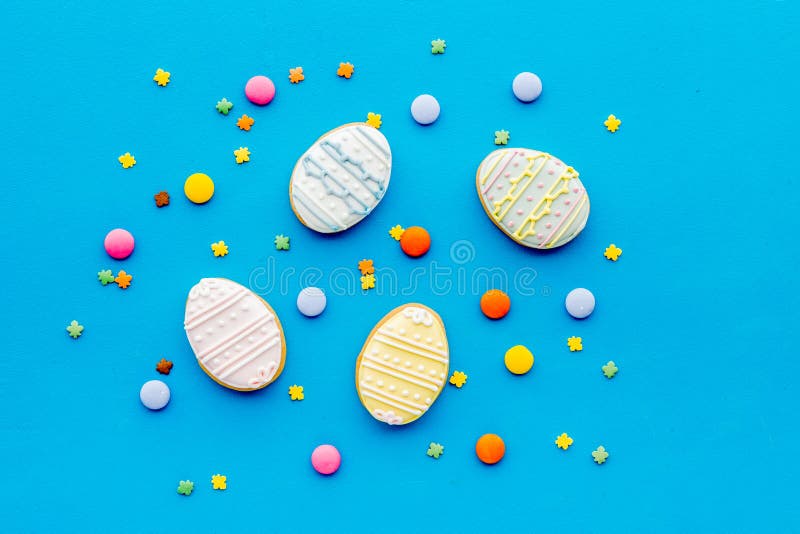 Easter Colorful Cookies and Sweets. Top View Stock Photo - Image of ...