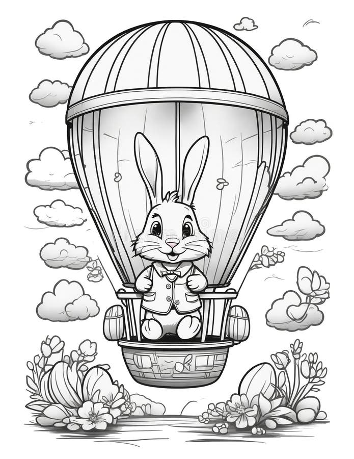 Easter Coloring Page for Children with a Windmill and Easter Eggs Stock ...