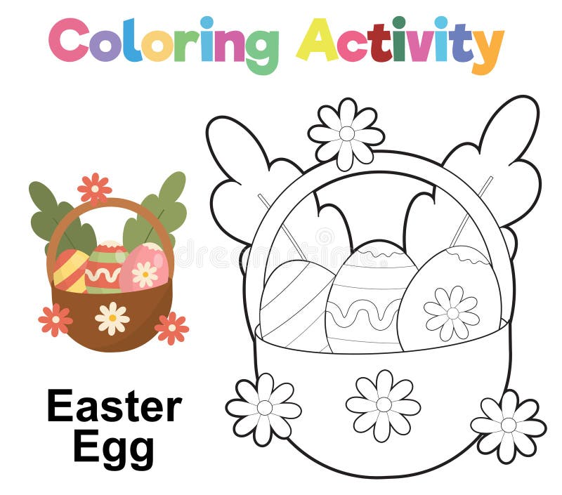 Easter Coloring Worksheet Page Stock Illustration - Illustration of ...