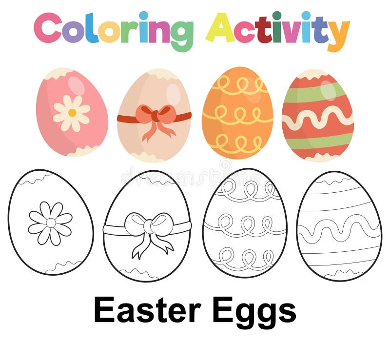 Easter Coloring Worksheet Page Stock Illustration - Illustration of ...