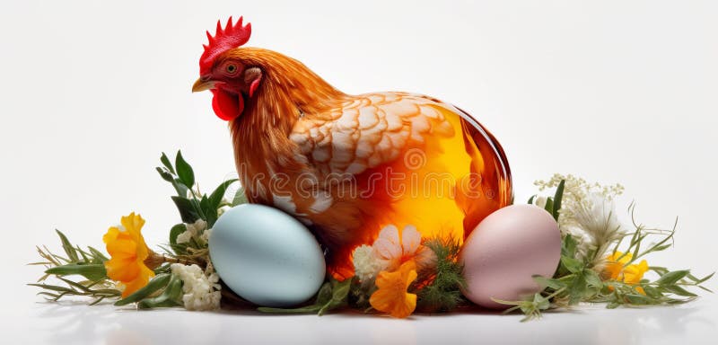 Easter Composition with a Colored Chicken Egg Isolted Stock ...
