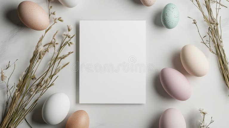 Easter Composition with Eggs, Herbs and Blank Canvas Stock Image - Image of easter, nature ...