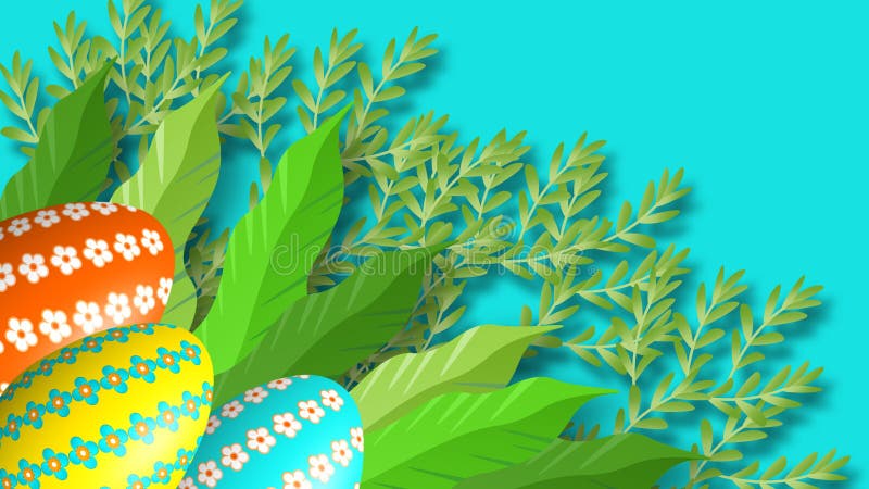 Easter Concept Image with Plant Leaf and Easter Eggs Stock Illustration ...