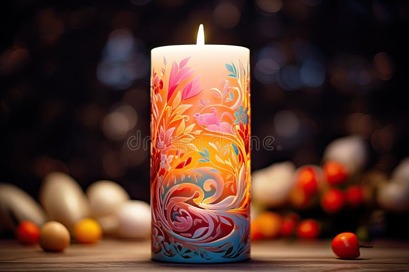 Easter Concept: Painted Candle with Eggs Stock Illustration ...